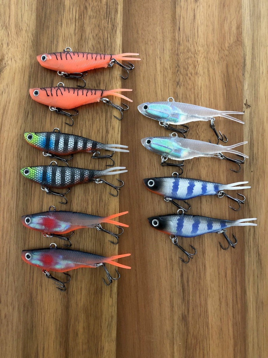 10 x 95mm x 20g soft plastic vibe transam fishing lures- Barra, bass ...